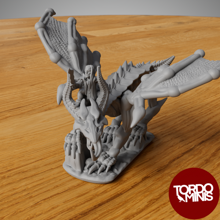 3D Printable Blood and rum: Corpse Dragon with vampire rider (10mm ...