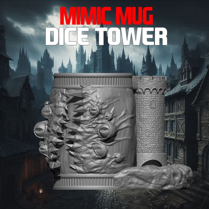 3D Printable MIMIC MUG DICE TOWER [COMMERCIAL LICENSE] by DRAGONSCAVE