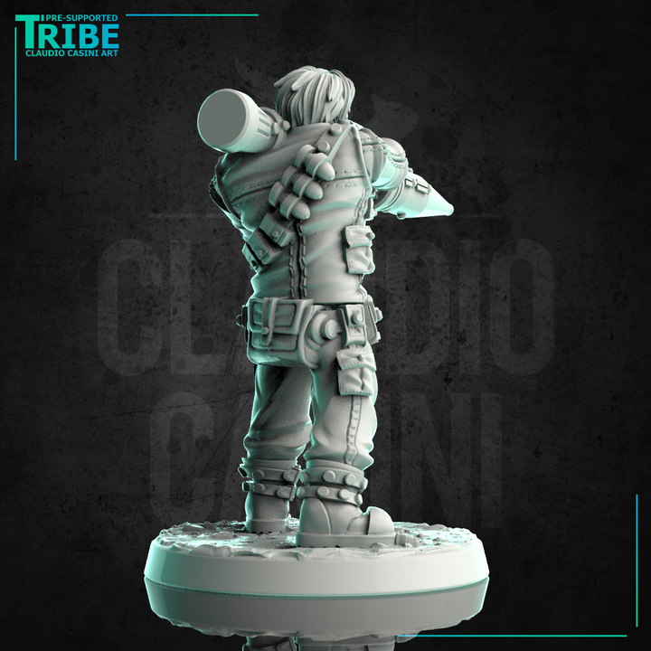 3D Printable (0251) Male soldier sci-fi post-apocalyptic with rocket ...