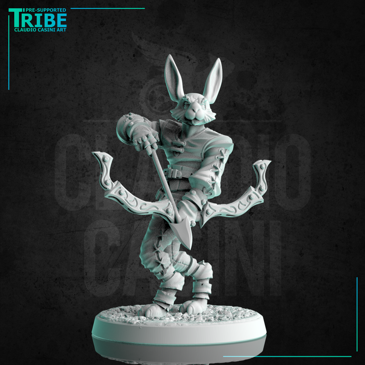 3D Printable (0243) Male rabbit folk ranger rogue archer with bow by ...