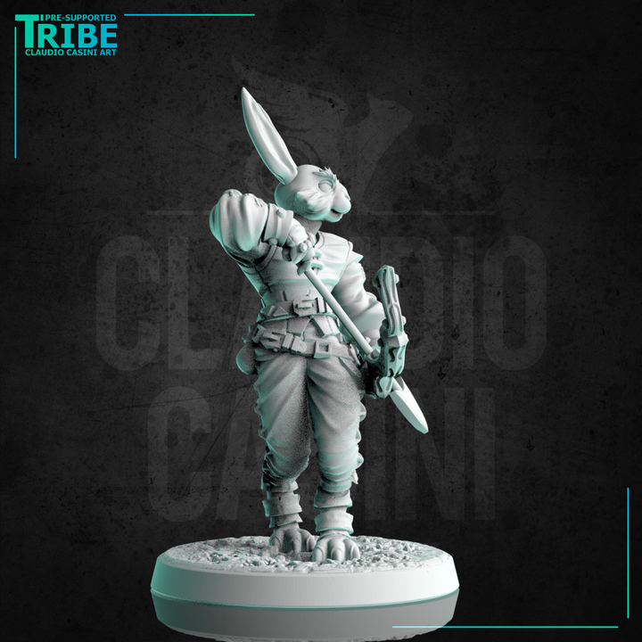3D Printable (0243) Male rabbit folk ranger rogue archer with bow by ...