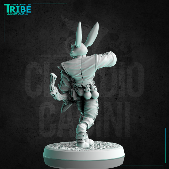 3D Printable (0243) Male rabbitfolk ranger rogue archer with bow by ...