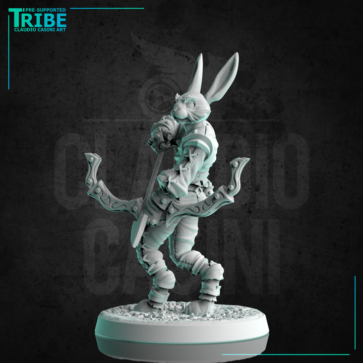 3D Printable (0243) Male rabbitfolk ranger rogue archer with bow by ...