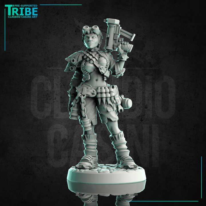 3D Printable (0246) Female post apocalyptic warrior bounty hunter with ...