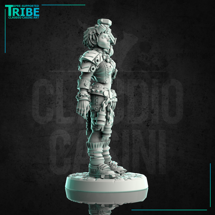 3D Printable (0246) Female post apocalyptic warrior bounty hunter with ...