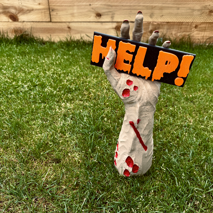 3D Printable Zombie Arm (with garden stake) with halloween signs by ...