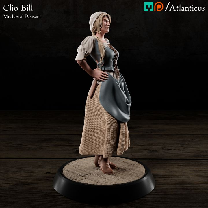 3D Printable Female Medieval Peasant - Clio Bill - Idle by Atlanticus Arts