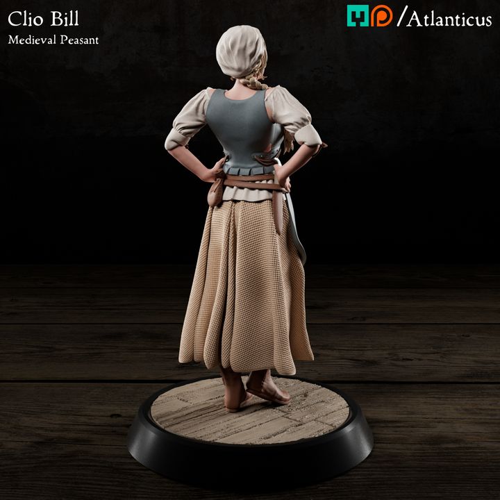 3D Printable Female Medieval Peasant - Clio Bill - Idle by Atlanticus Arts