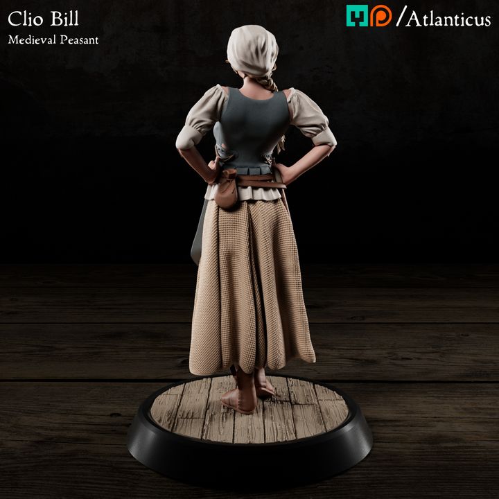 3D Printable Female Medieval Peasant - Clio Bill - Idle by Atlanticus Arts