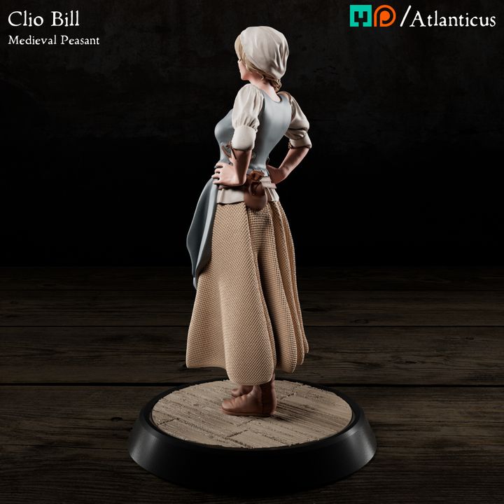 3D Printable Female Medieval Peasant - Clio Bill - Idle by Atlanticus Arts