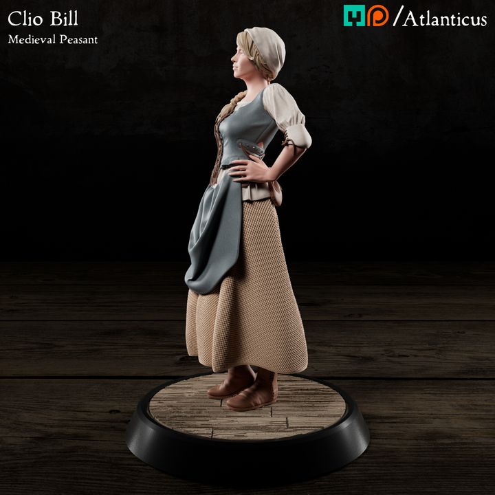 3D Printable Female Medieval Peasant - Clio Bill - Idle by Atlanticus Arts