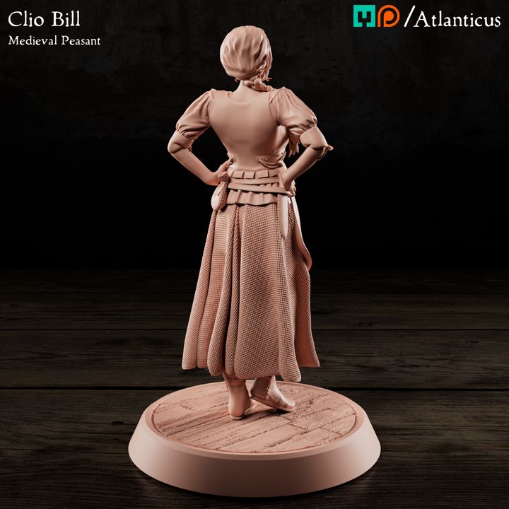 3D Printable Female Medieval Peasant - Clio Bill - Idle by Atlanticus Arts