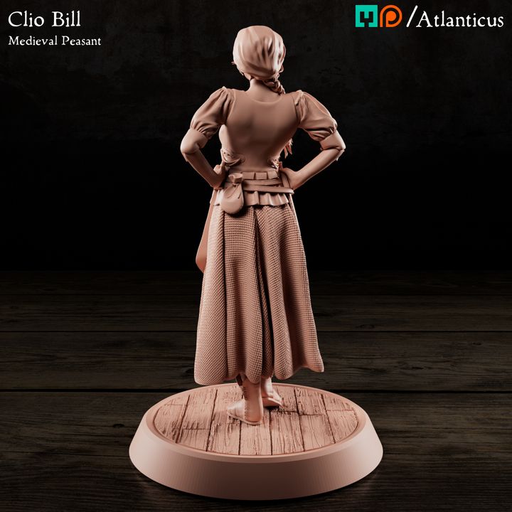 3D Printable Female Medieval Peasant - Clio Bill - Idle by Atlanticus Arts