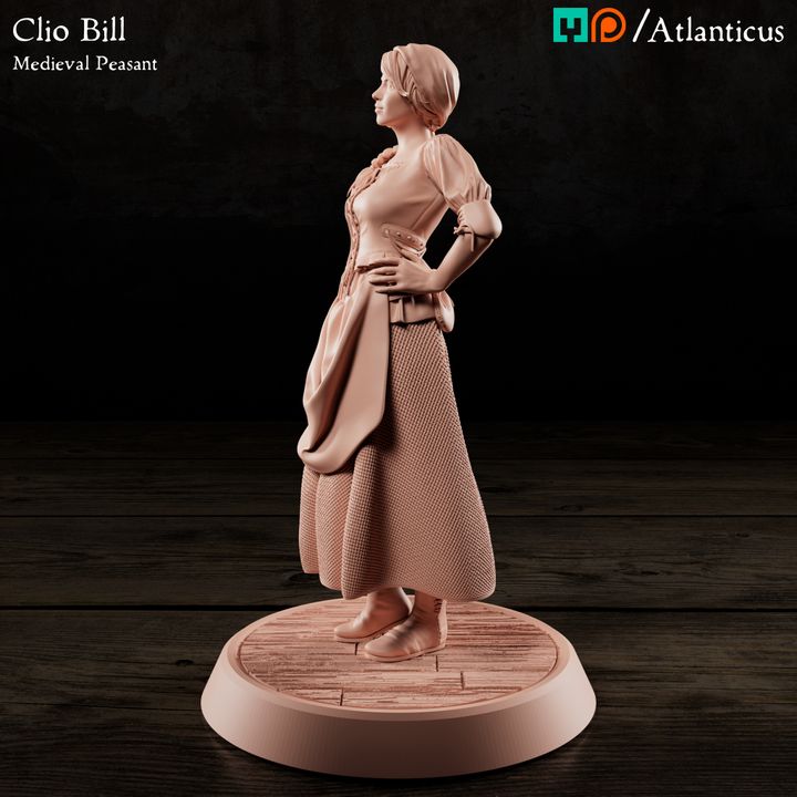 3D Printable Female Medieval Peasant - Clio Bill - Idle by Atlanticus Arts