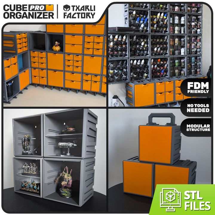 3D Printable Cube Pro Organizer (Hobby Pledge) by Txarli Factory