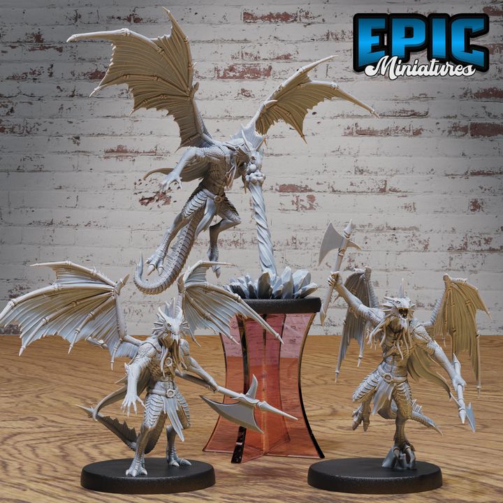 3D Printable Draconic Demon Silver Set / Winged Fire Lord / Dragonborn ...