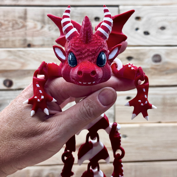 3D Printable Candy Cane Dragon by ENIQUE3D
