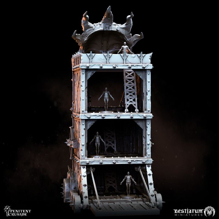 3D Printable Siege Tower | Penitent Crusade by Bestiarum Miniatures