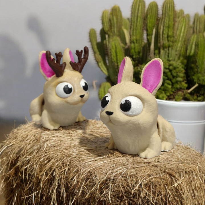 3D Printable Flexi Articulating Rabbit + Jackalope by 3DJPDESIGNS
