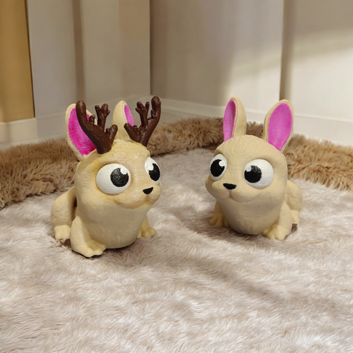 3D Printable Flexi Articulating Rabbit + Jackalope by 3DJPDESIGNS