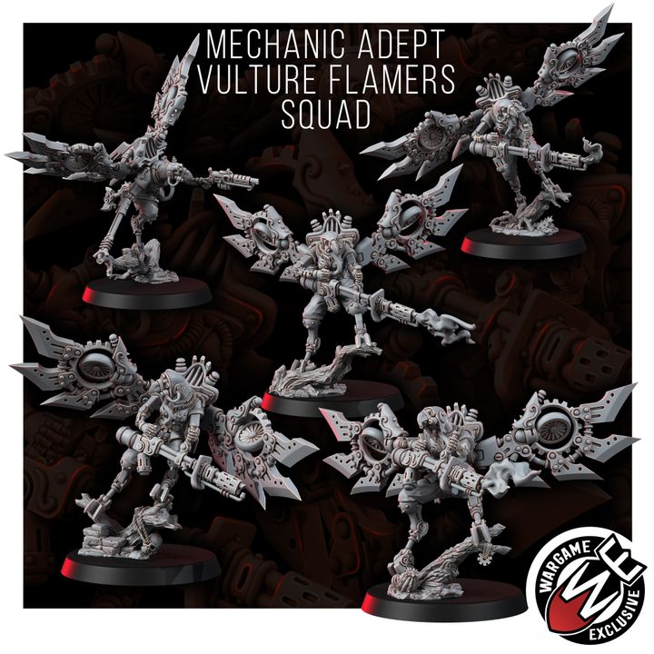 3D Printable MECHANIC ADEPTS VULTURE FLAMERS SQUAD by Wargame Exclusive