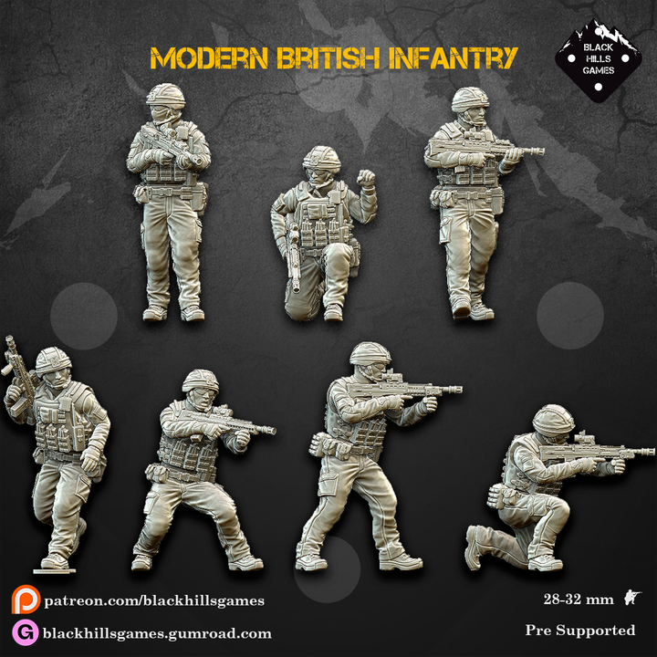 3D Printable Black Hills Games - Modern British Infantry (Full Set) by ...