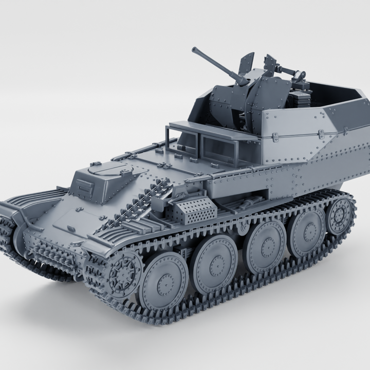 3D Printable Flakpanzer 38(t) - “Gepard” (2cm Flak38) (Sd.Kfz.140 ...
