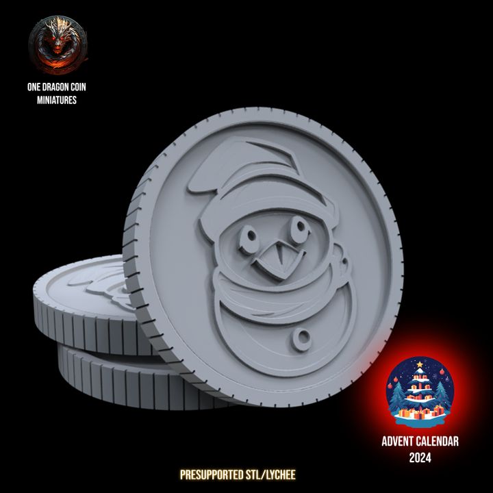 3D Printable Snowman Coin - Token by Spirit of Resin Miniatures