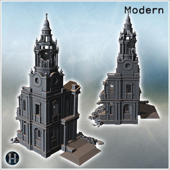3D Printable Ornate bell tower with a domed roof, detailed arches, and ...