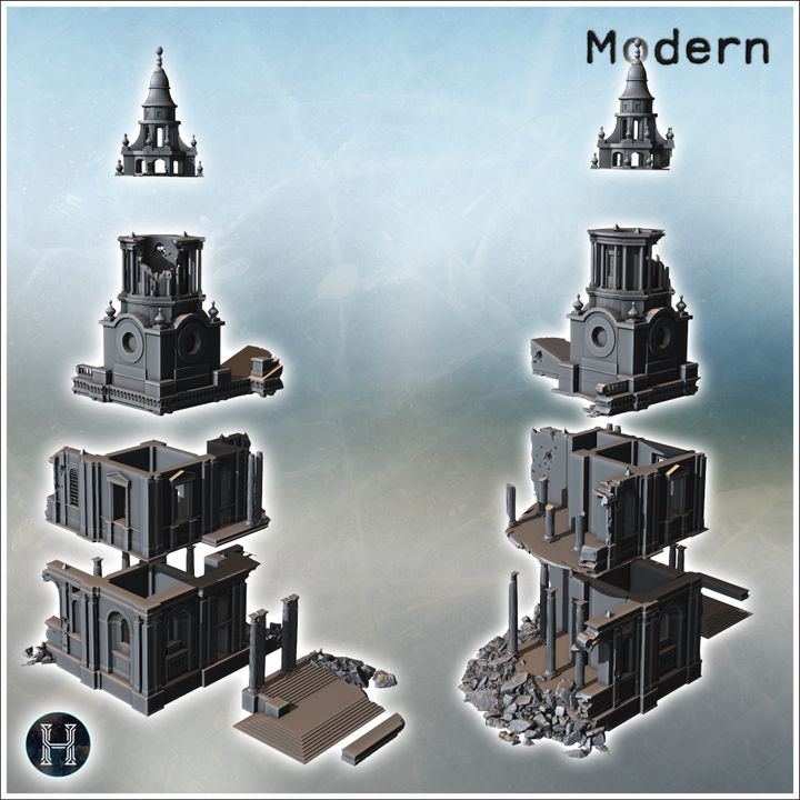 3D Printable Ornate bell tower with a domed roof, detailed arches, and ...