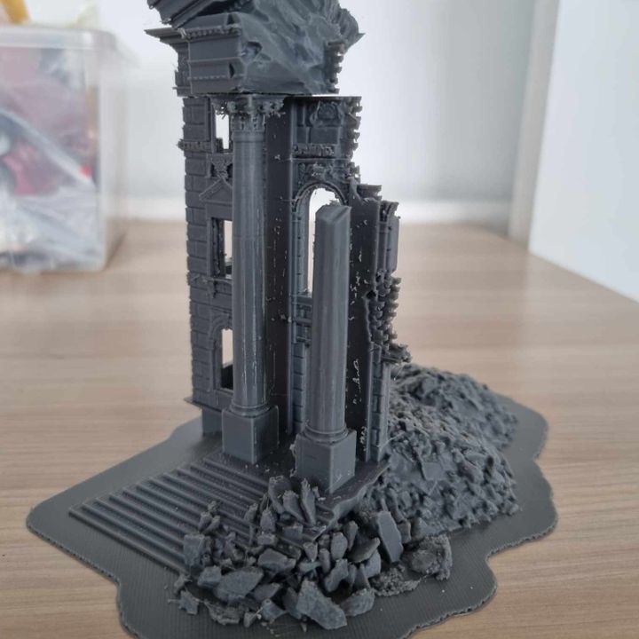 3D Printable Classical building facade with columns, large steps, and ...