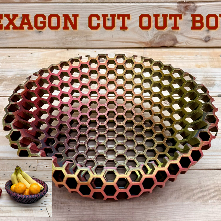3D Printable Hexagon Cut Out Bowls (2 sizes) by ENIQUE3D