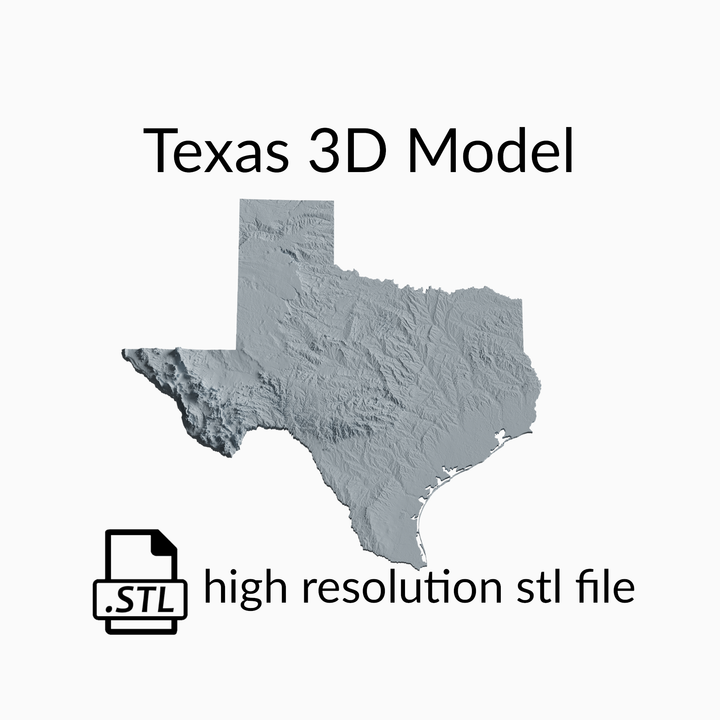 3D Printable USA State of Texas Topographic Map - 3D Terrain Elevation ...