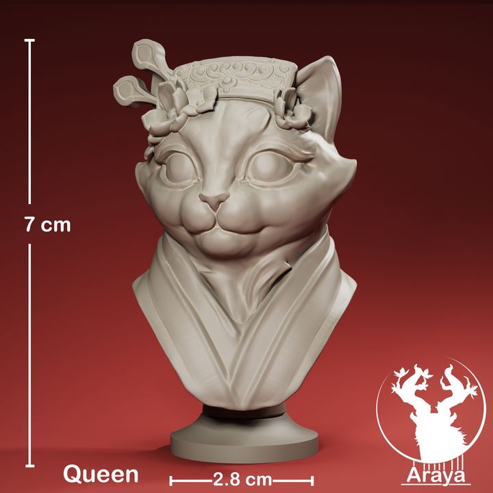 3D Printable Chess Cat Samurai by Art of V