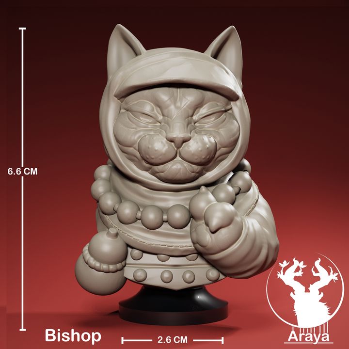 3D Printable Chess Cat Samurai by Art of V