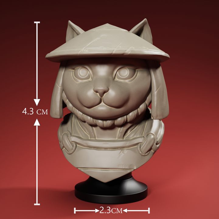 3D Printable Chess Cat Samurai by Art of V
