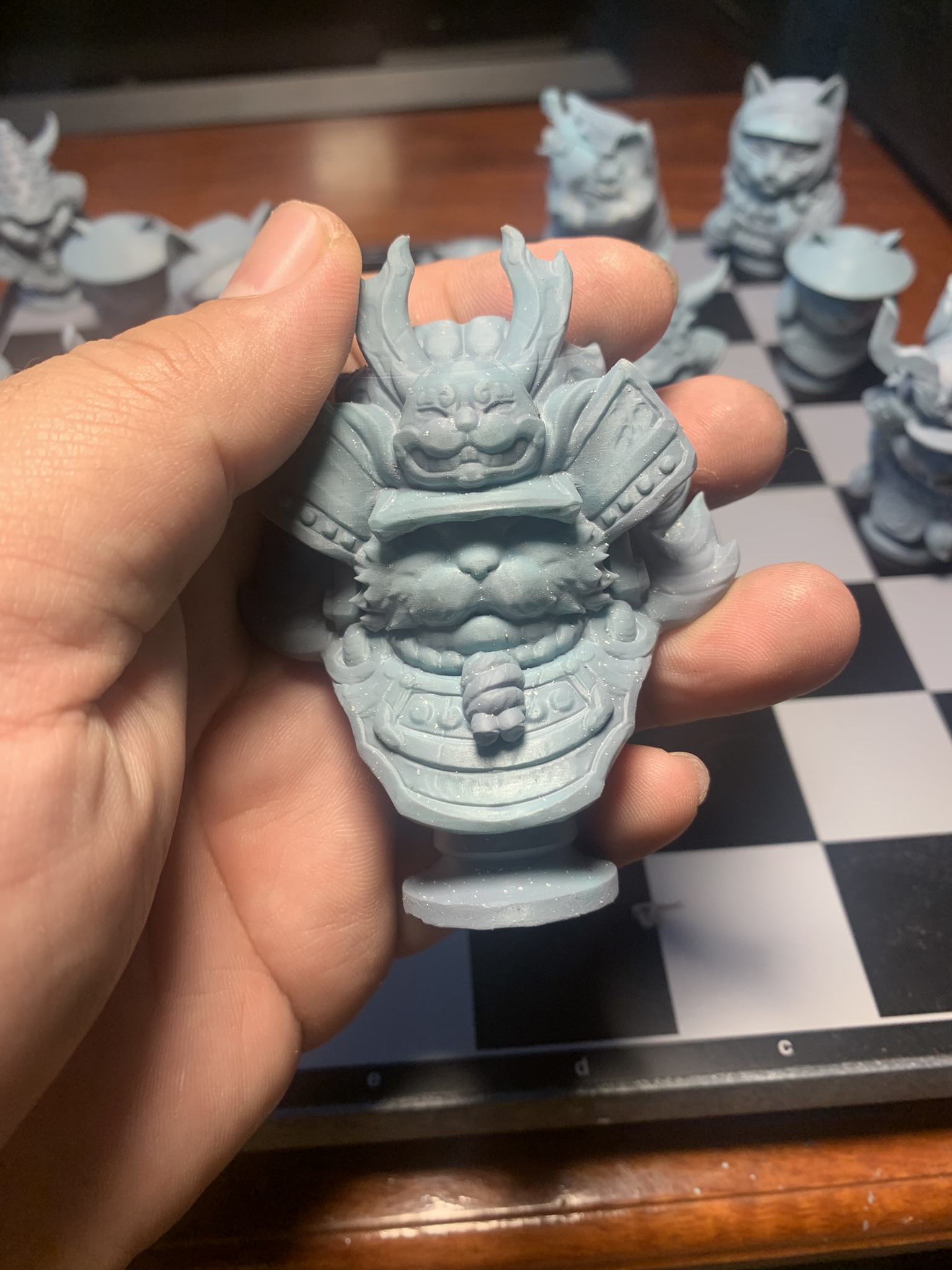 3D Printable Chess Cat Samurai by Art of V