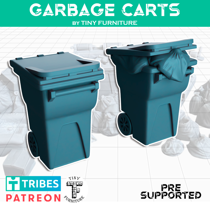 3D Printable Garbage Carts by Tiny Furniture