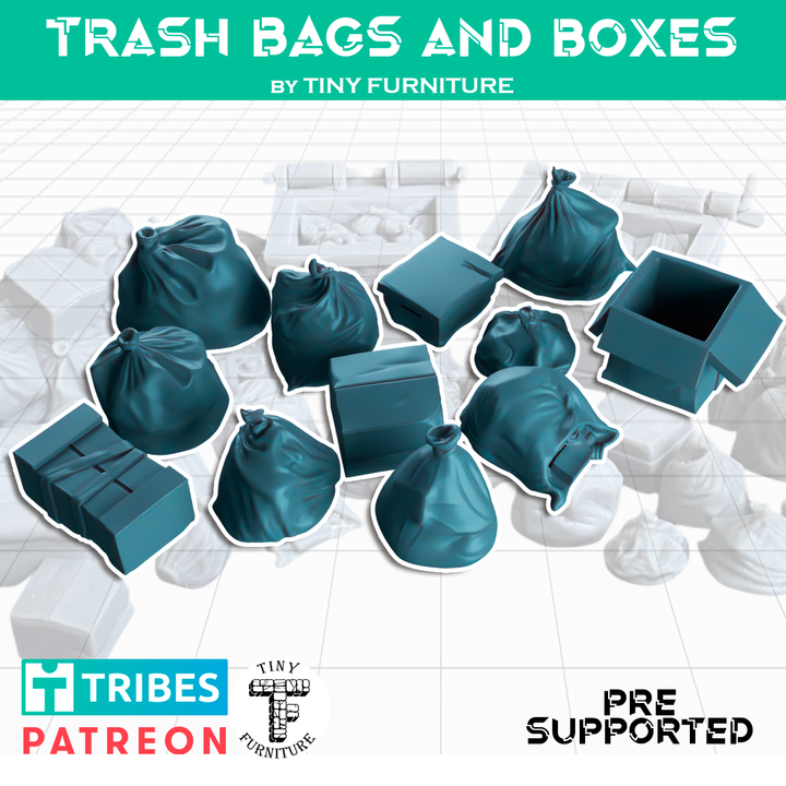 3D Printable Trash bags and boxes by Tiny Furniture