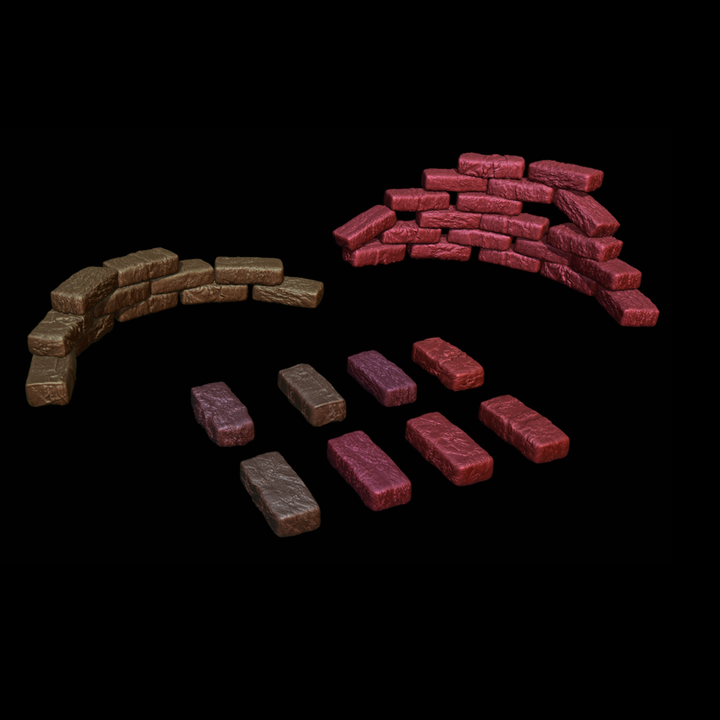3D Printable Miniature Basing Bricks & Rubble Brick Walls by Sudo