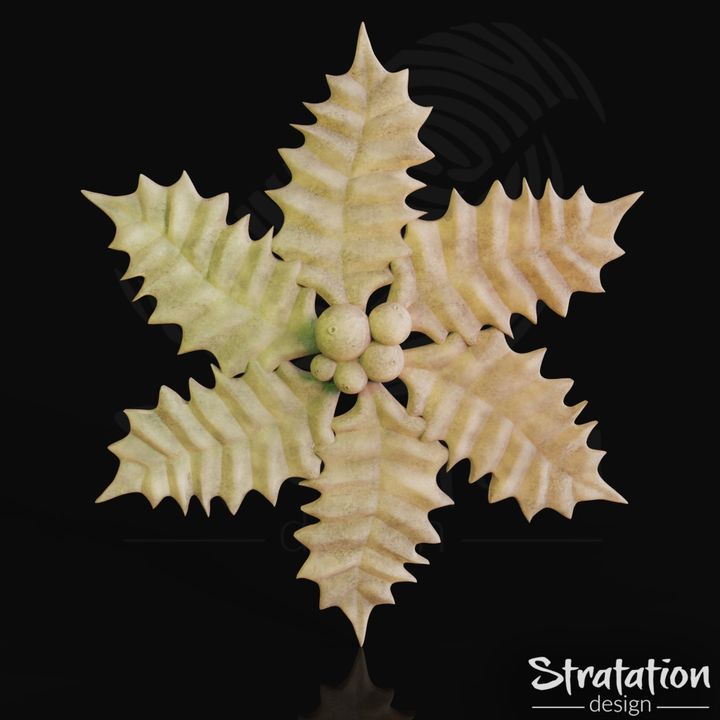 3D Printable Holly Star Appliqué by Stratation Design