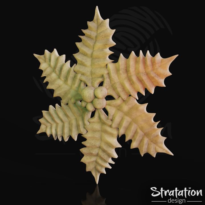 3D Printable Holly Star Appliqué by Stratation Design
