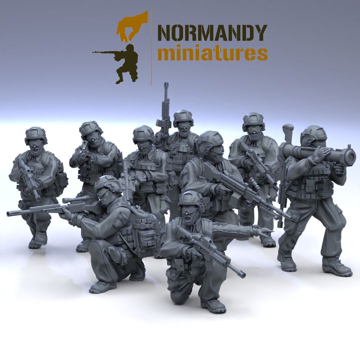 3D Printable French modern soldiers with HK416 squad 1 by ...
