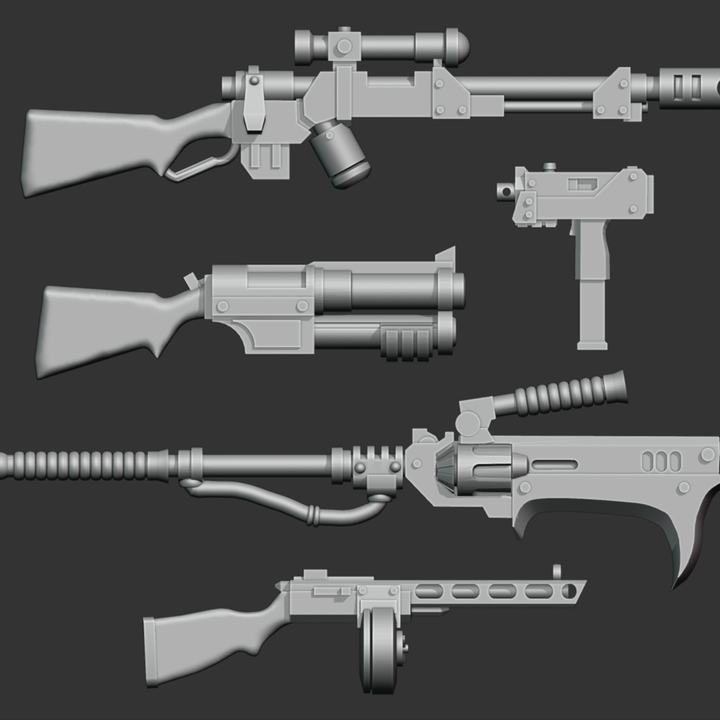 3D Printable Guns for Goons by Frigid Miniatures