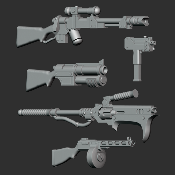 3D Printable Guns for Goons by Frigid Miniatures