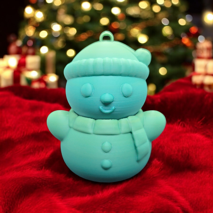 3D Printable Snowman Container, Ornament, and Mini by Fishhawk Craft3D