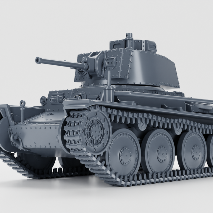3D Printable Panzer 38(t) Ausf.A + 3 Tankmen (Germany, WW2) by Wargame3d