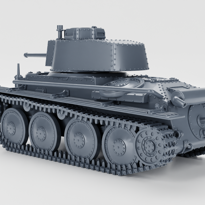 3D Printable Panzer 38(t) Ausf.A + 3 Tankmen (Germany, WW2) by Wargame3d