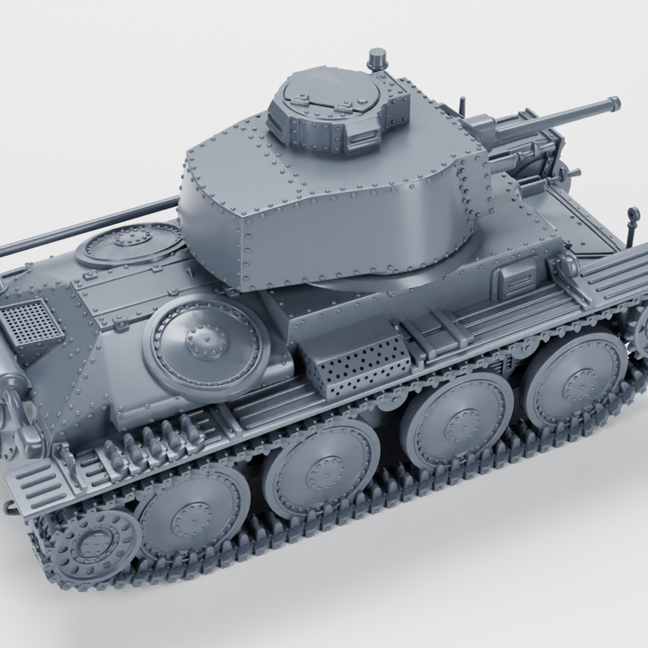 3D Printable Panzer 38(t) Ausf.A + 3 Tankmen (Germany, WW2) by Wargame3d