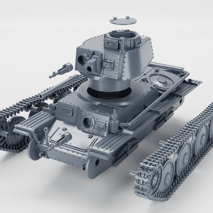 3D Printable Panzer 38(t) Ausf.A + 3 Tankmen (Germany, WW2) by Wargame3d